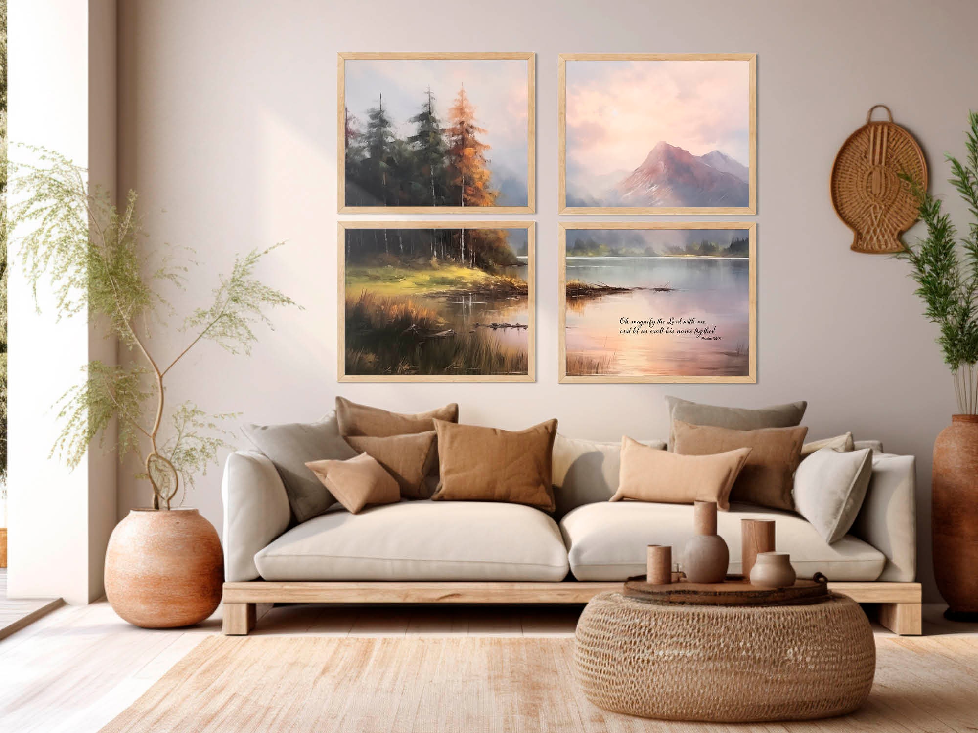 Vintage Calm Mountain Lake Printable Gallery Wall Set Bible Verse Print ...