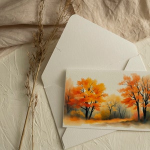 Watercolor Autumn Landscape Printable Wall Art, Fall Forest Digital ...