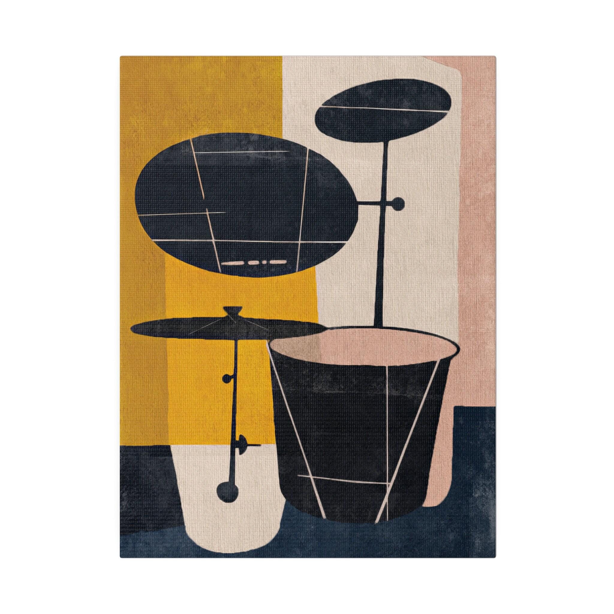 Mid Century Drum Set Canvas Print: Abstract Music Room Decor - Etsy