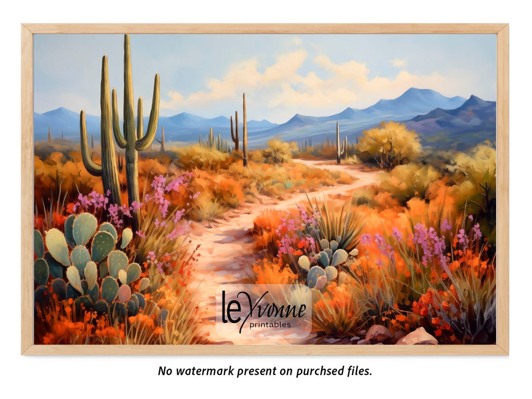 Desert Wall Art, Digital Painting,wildflower Art, Flower Wall Art ...