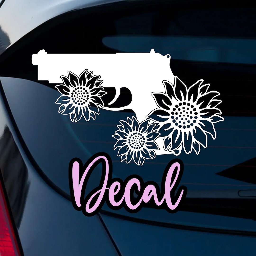 Sunflower Pistol 001 Decal Handgun Sunflower Decal Cute Gun Flower ...