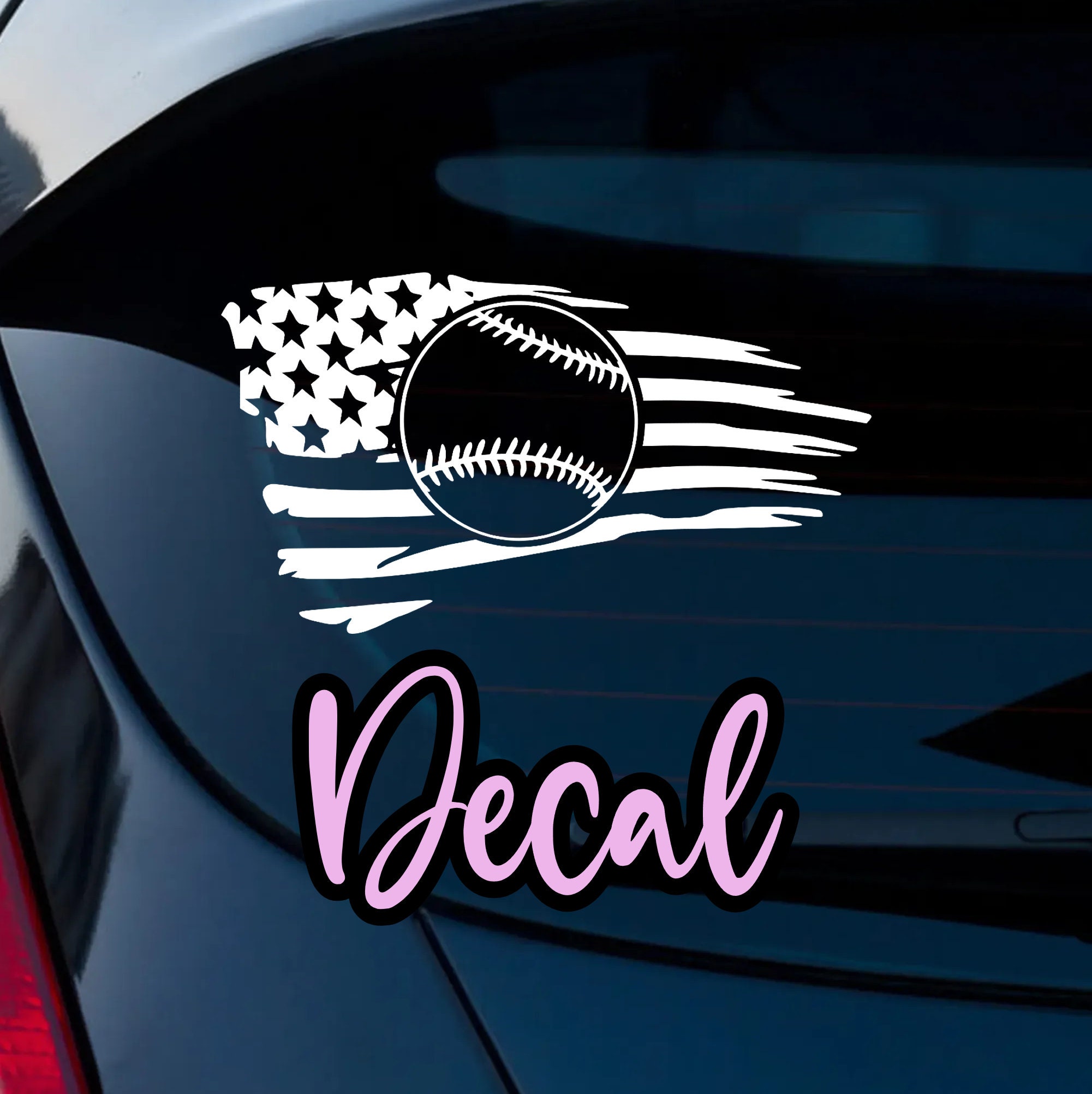 American Flag Baseball Decal Baseball Decal Baseball Window Sticker ...