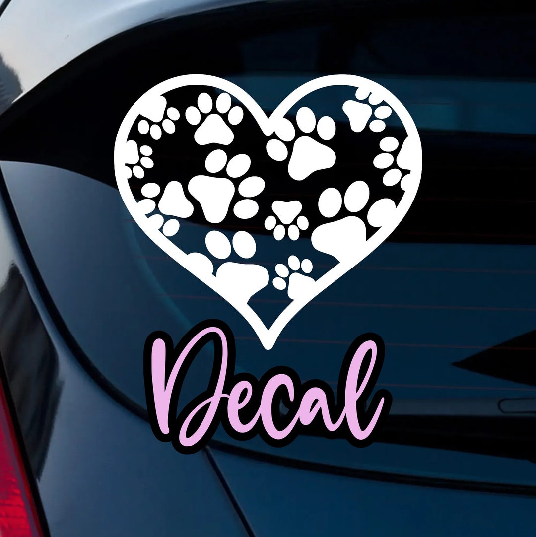 Heart Paws Decal Puppy Love Sticker Dog Rescue Decal Who Rescued Who ...