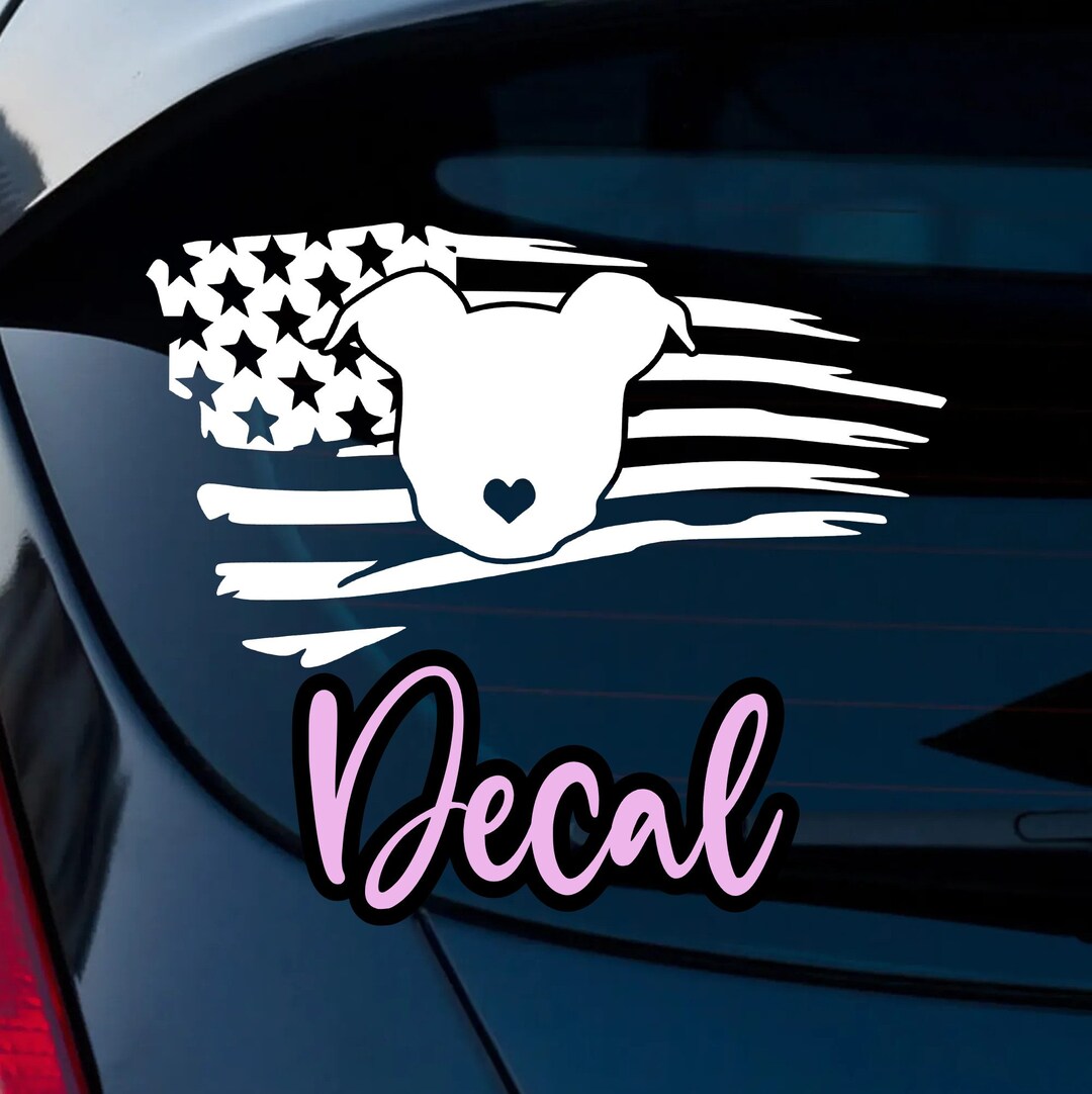 American Flag Pitbull 001 Decal Flag Pit Bull Decal American Pittie ...