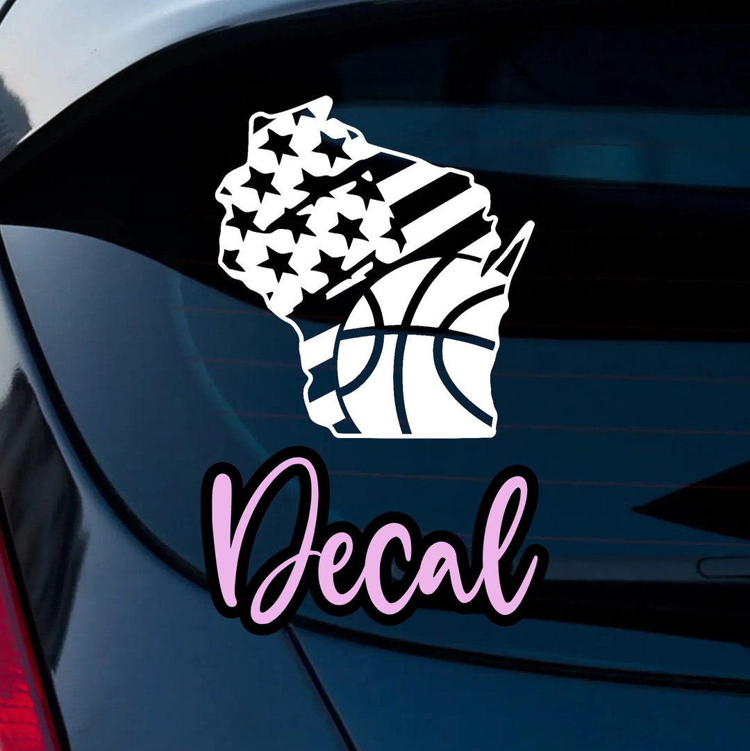 Wisconsin American Flag Basketball Decal WI American Flag Decal ...