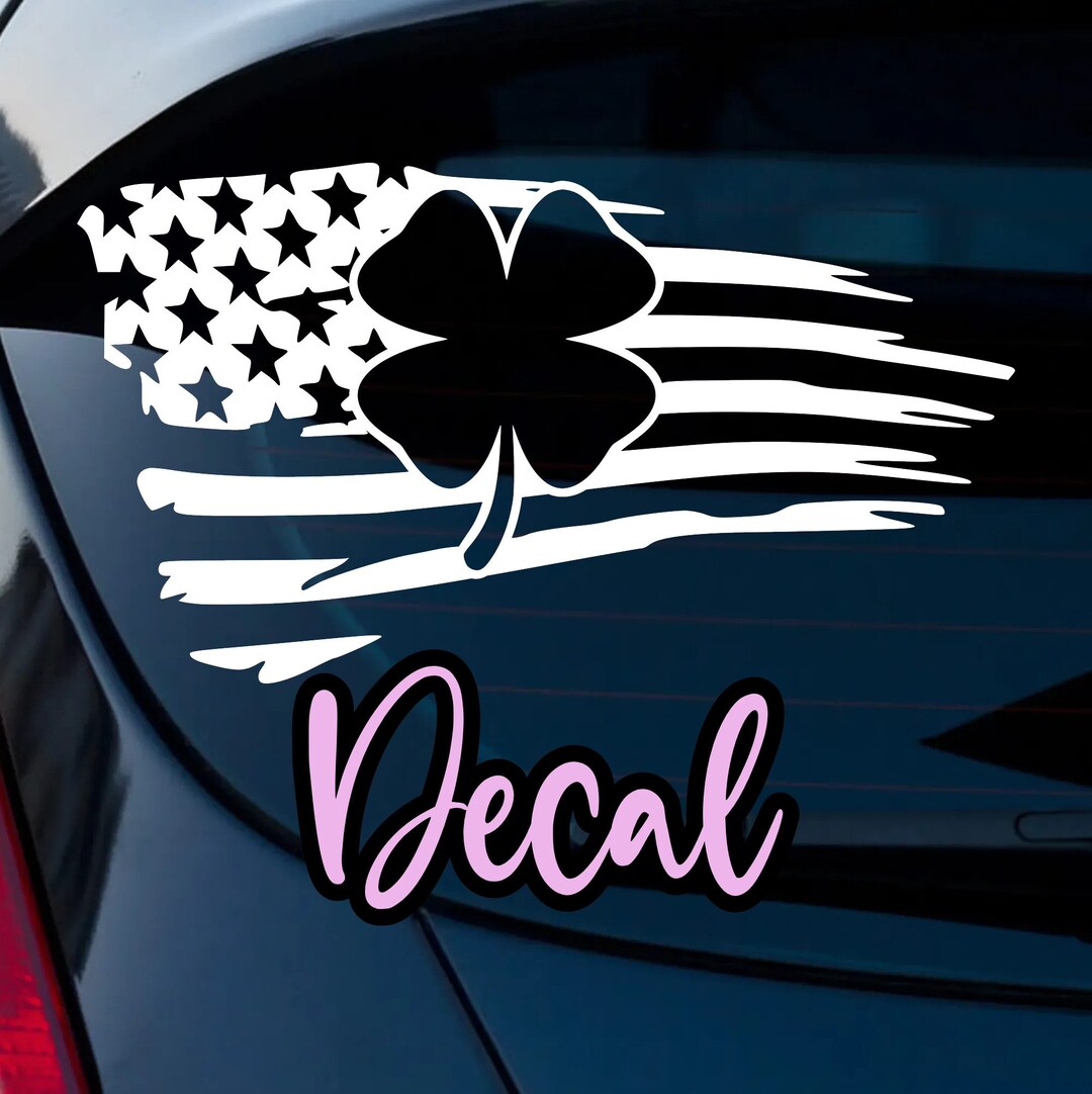 American Flag Clover 001 Decal Shamrock Flag Decal Lucky American Flag ...