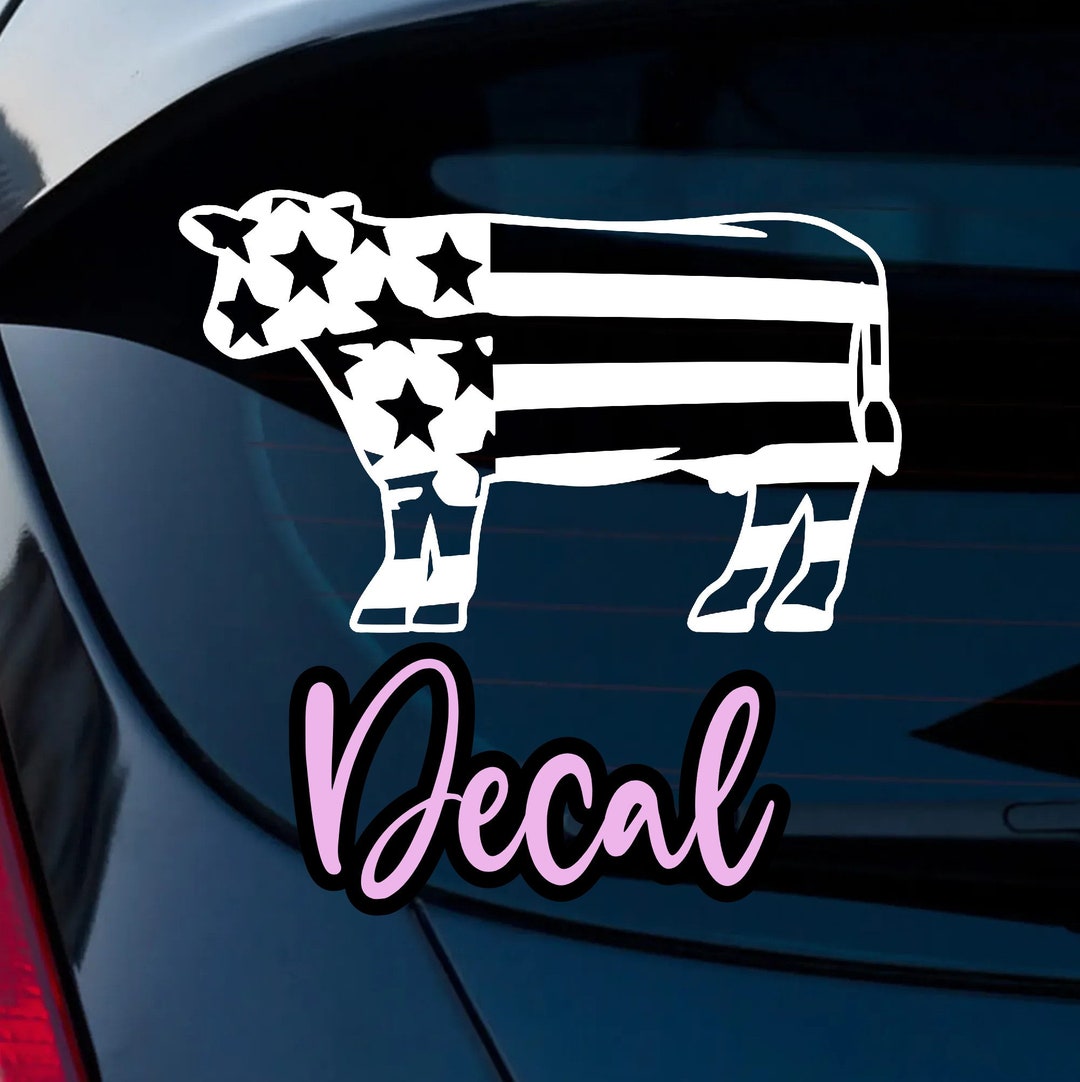 American Flag Cow Decal American Flag Cattle Decal Truck Decal America ...