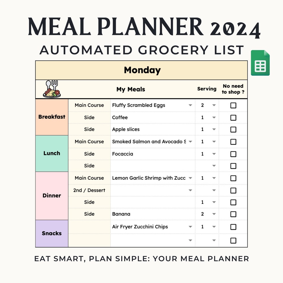 Weekly Meal Planner: Family-friendly & Google Sheets, Printable Plans ...