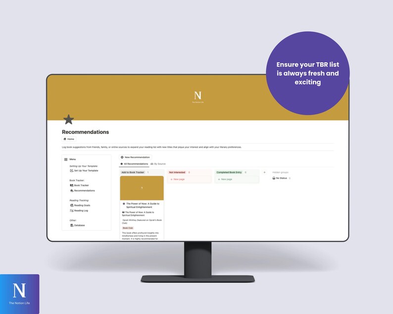 Book Tracker Notion Template | Log Books, Set Reading Goals, Organize ...