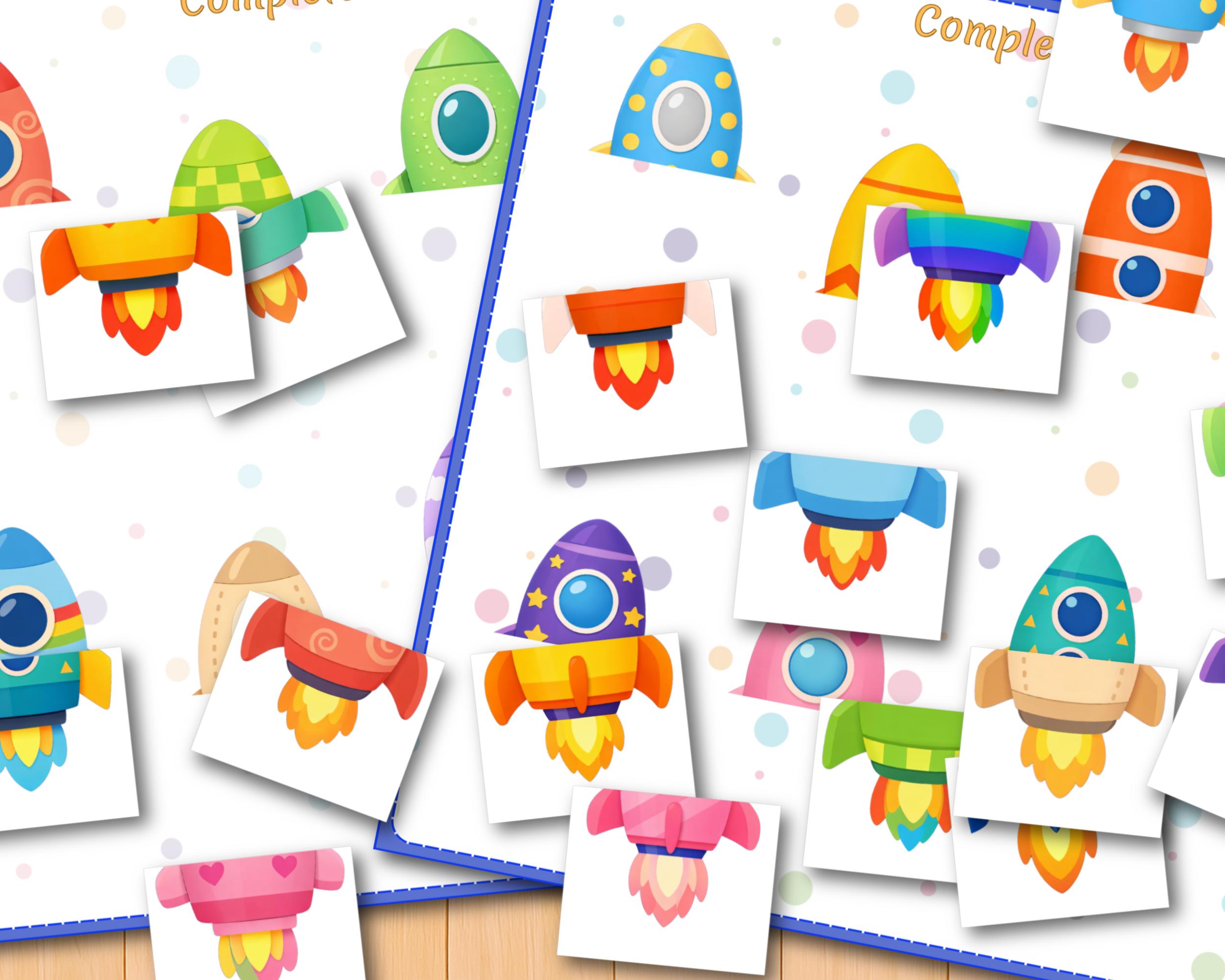 Rocket Matching Activity, Space Puzzle Game, Visual Activities ...