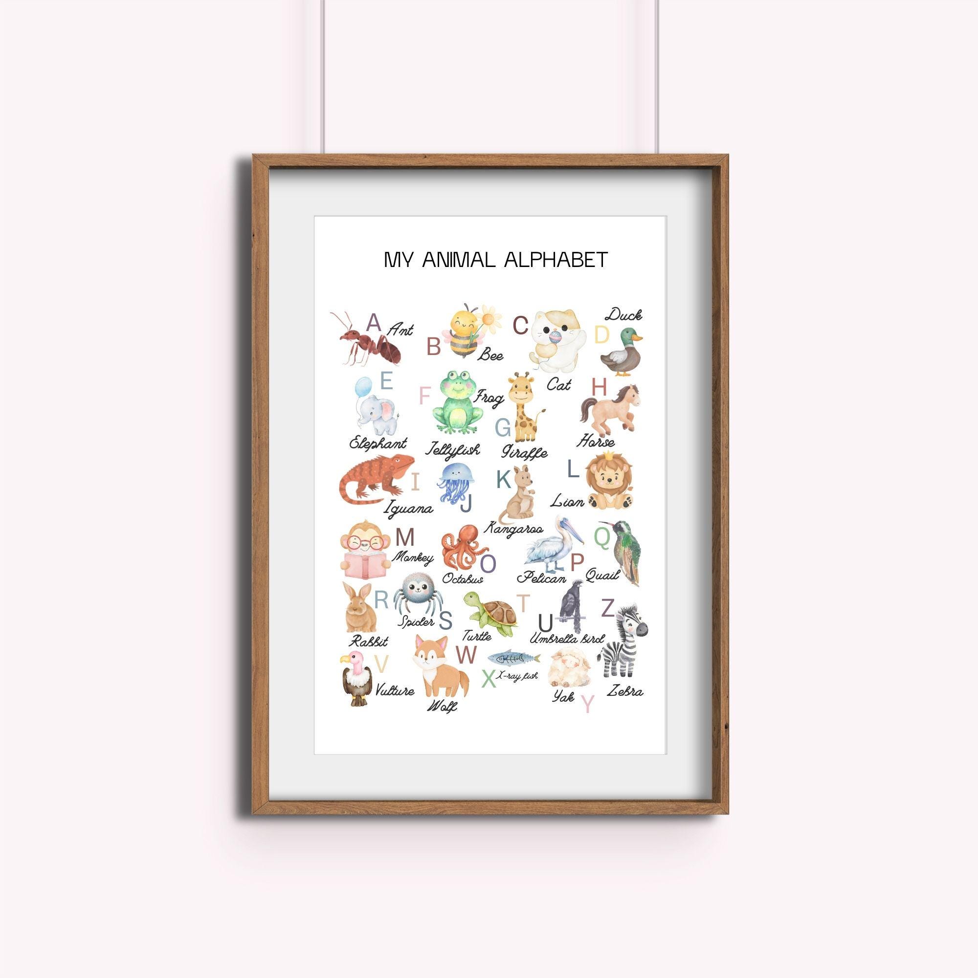 Animal Alphabet Poster, Printable Nursery Wall Art, Educational ABC ...