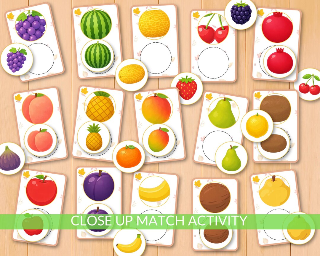 Fruit Close up Matching Activity, Visual Perception Game, Preschool ...