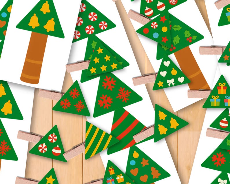 Christmas Tree Pattern Game, Fine Motor Skills, Logic Activities, Cut ...