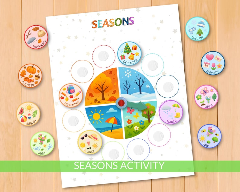 Seasons and Months Wheel Activity, Sheet Perpetual Calendar, Season ...