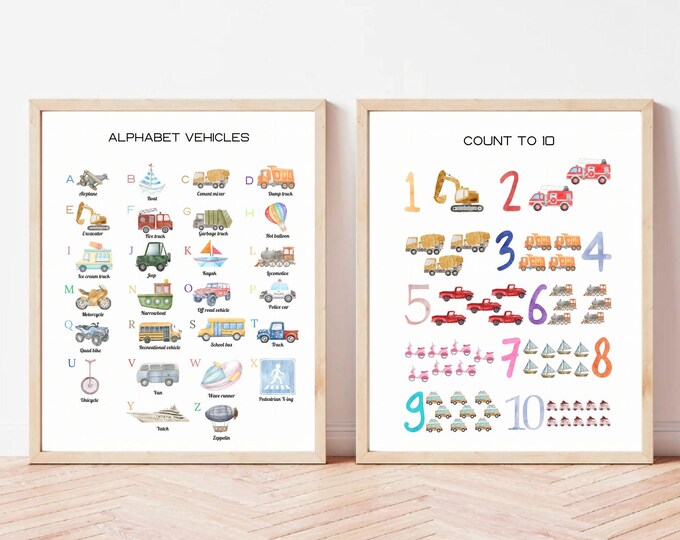 Transportation Alphabet Poster, Printable Vehicle ABC Print ...