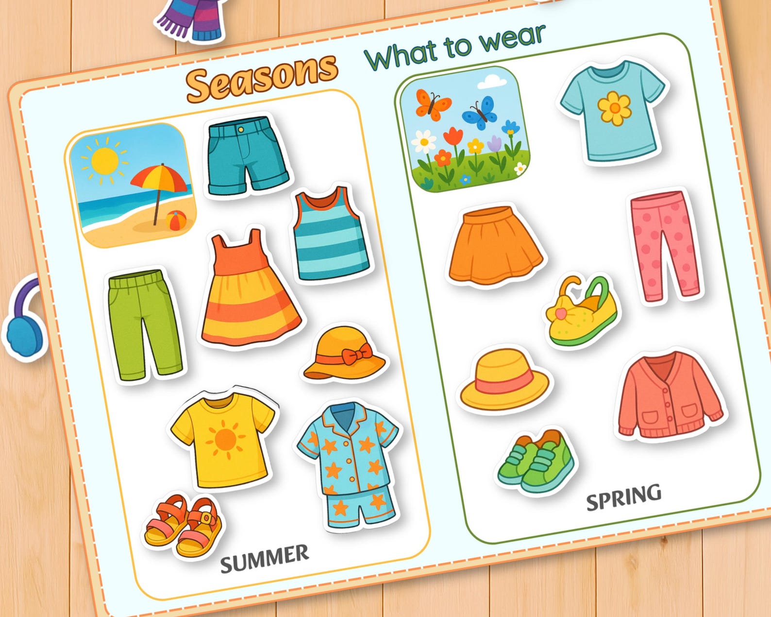 Seasons Clothing Match Activity, Wear Sorting Game, Busy Book Page ...