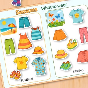 Seasons Clothing Match Activity, Wear Sorting Game, Busy Book Page ...