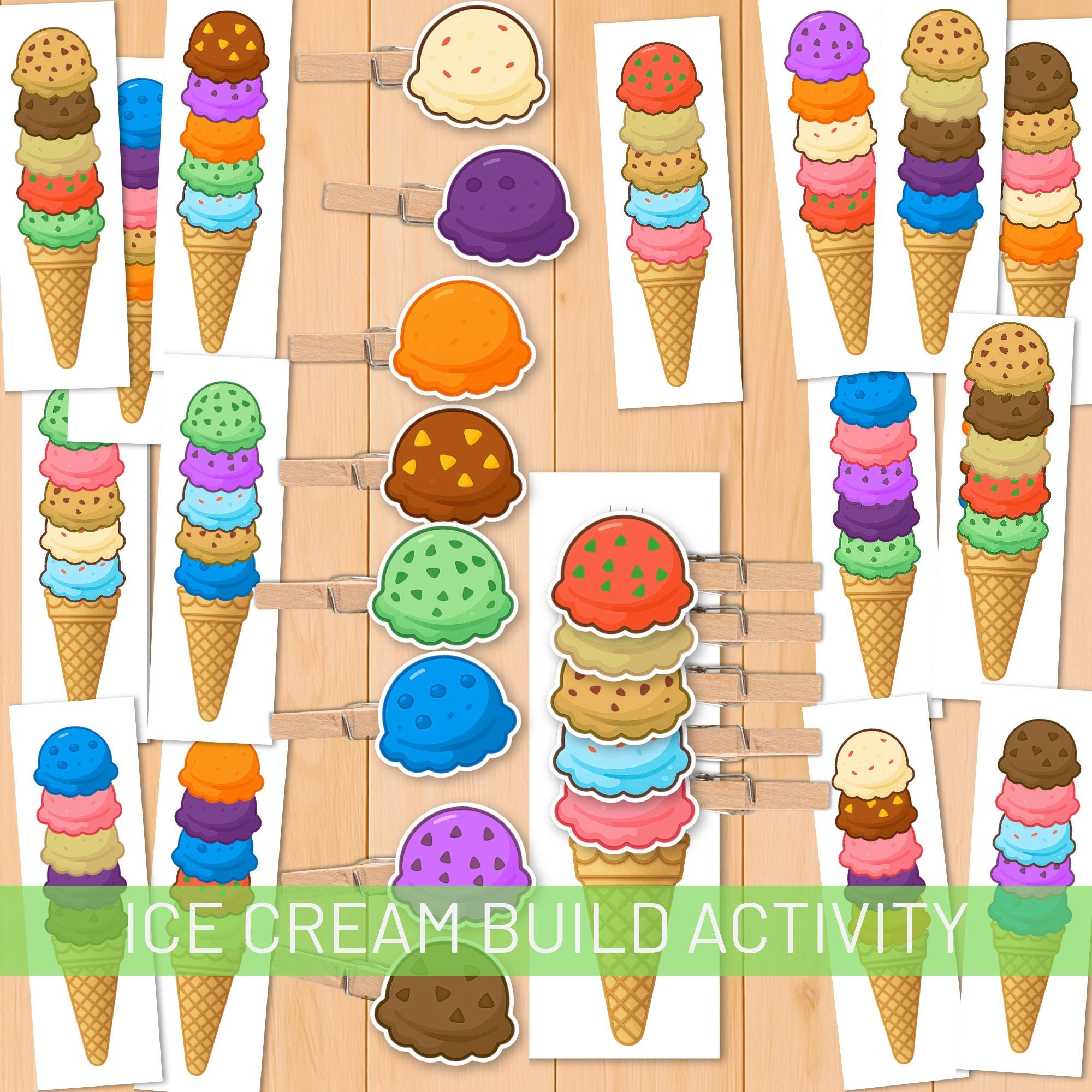 Ice Cream Build Activity, Printable Sequencing Activity, Fine Motor ...