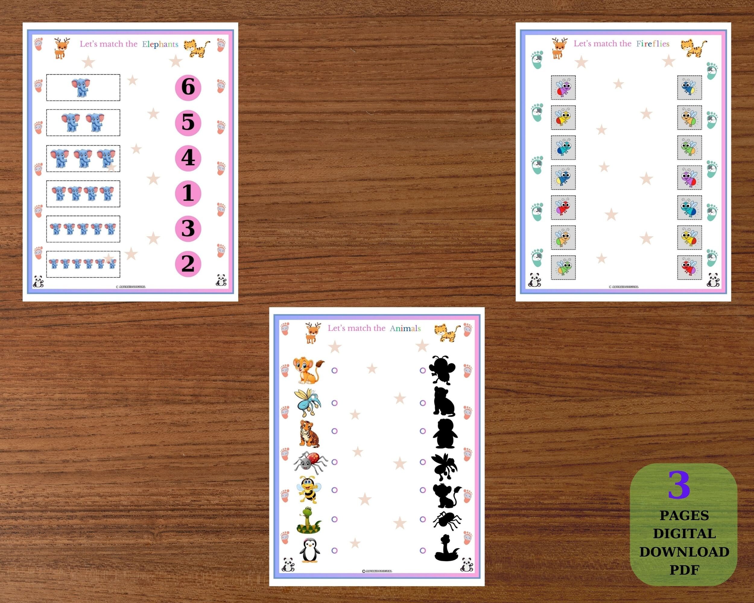 Printable Animal Shadow Matching Busy Book, Animal Matching, Printable ...