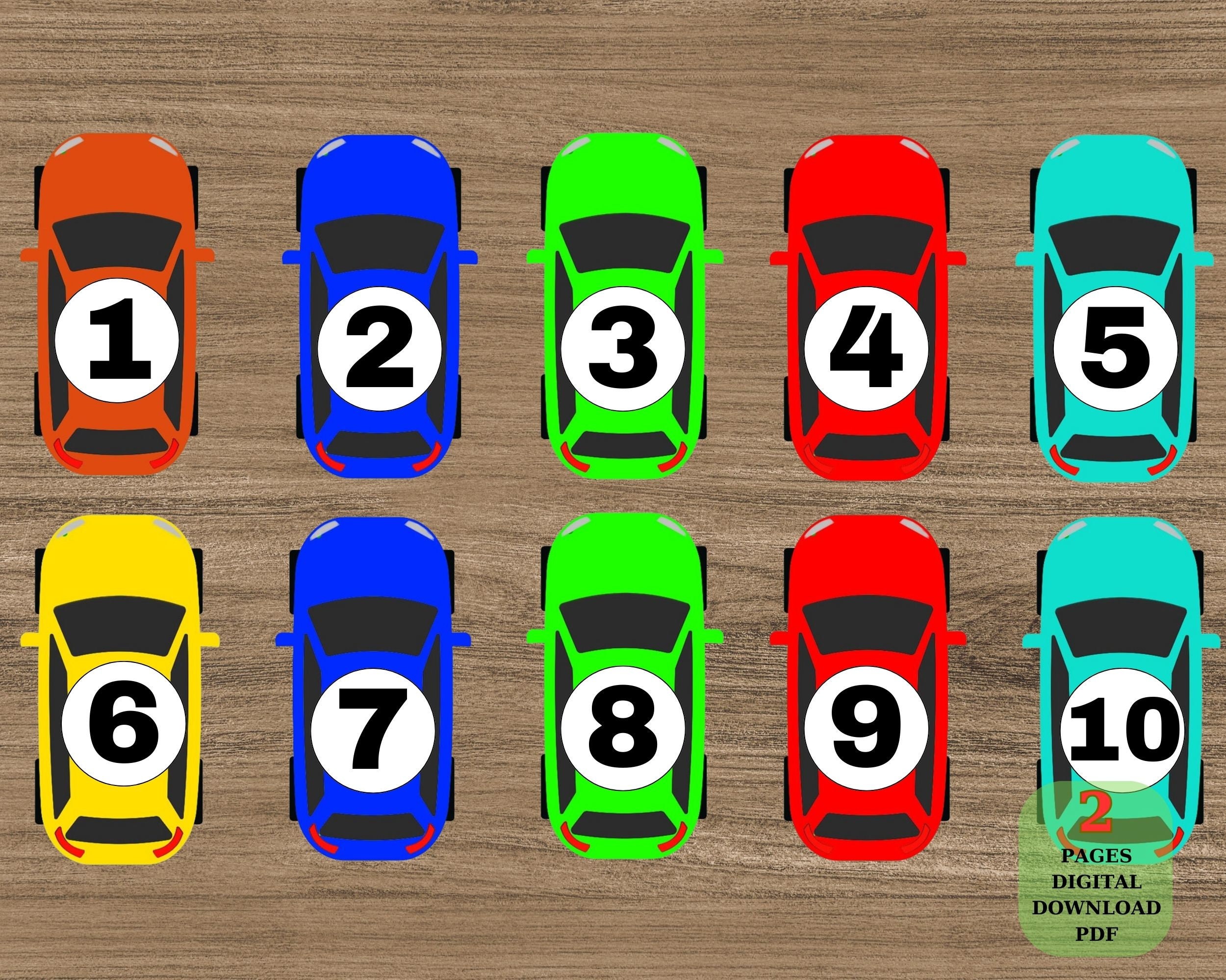 Car Number Matching , Printable Learning Numbers, Counting Activity ...