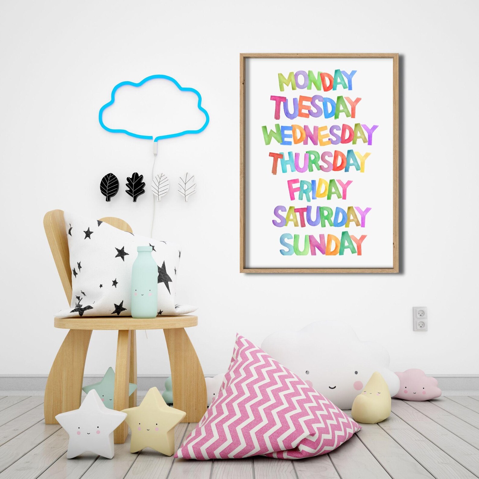 Rainbow Days of the Week, Playroom Educational Poster, Rainbow Nursery ...