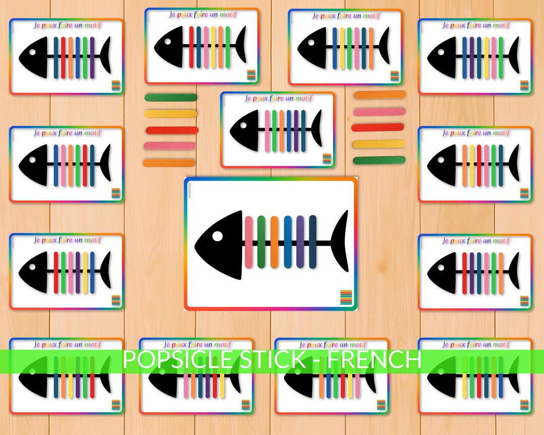 French Fish Popsicle Stick Pattern Cards, Color Sequencing Activity ...