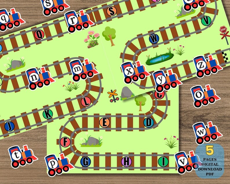 Trains Alphabet Matching Activity ABC Busy Book Pages Toddler Learning ...