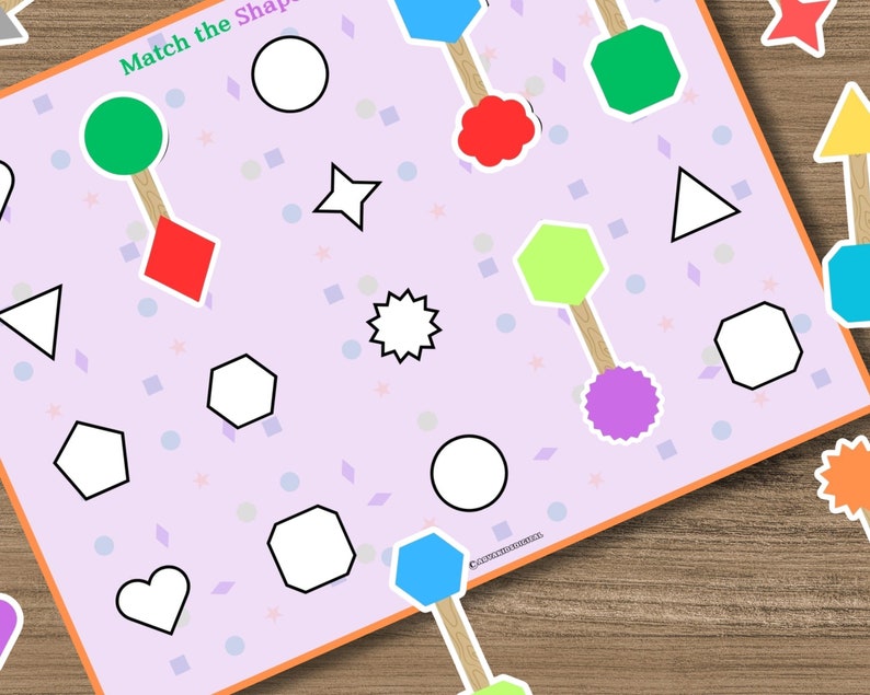 Shape Matching Game, Printable Match Activity, Fine Motor Skills ...