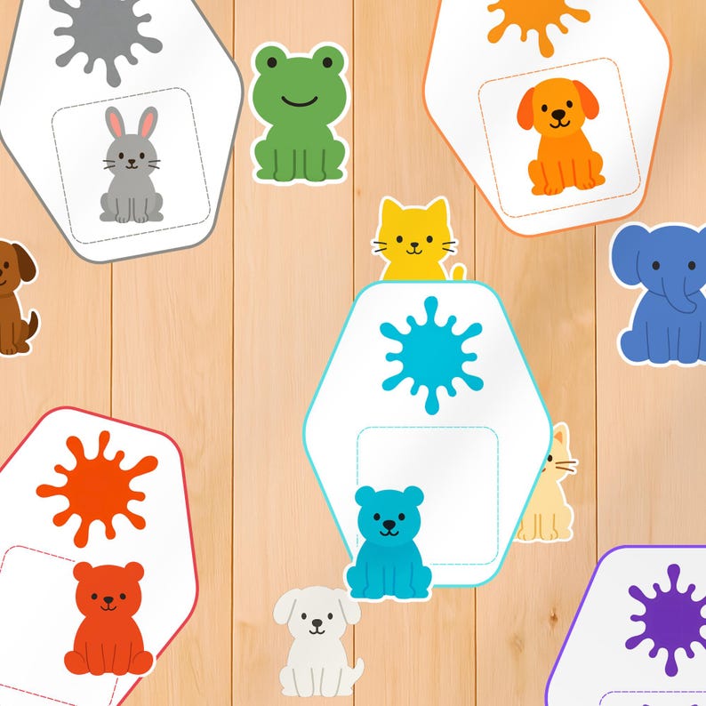 Color and Animal Matching Game, Fine Motor Skills, Educational Activity ...