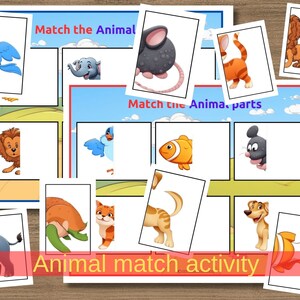 Printable Matching Animals Worksheet Busy Book, Toddler Busy Book ...