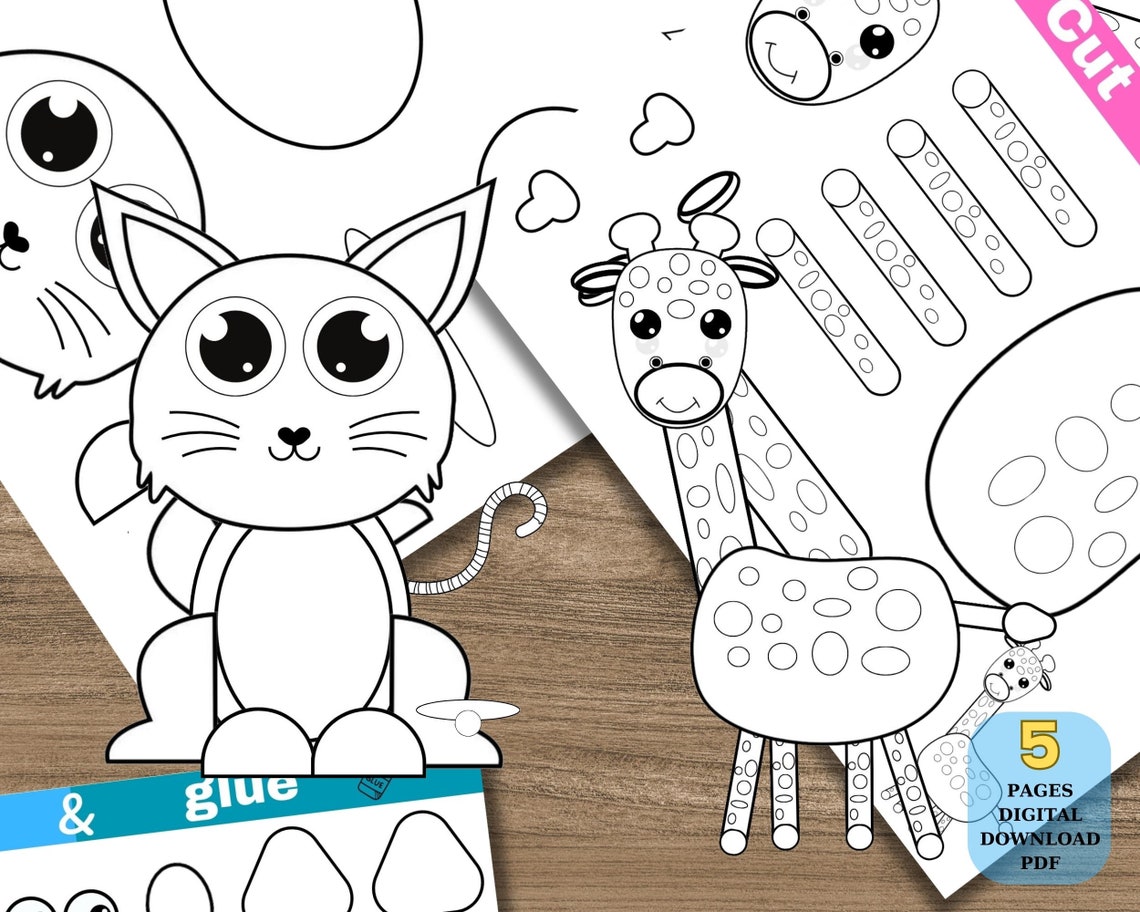 Cutting Scissors With Animals for Preschool and Kindergarten Printable ...