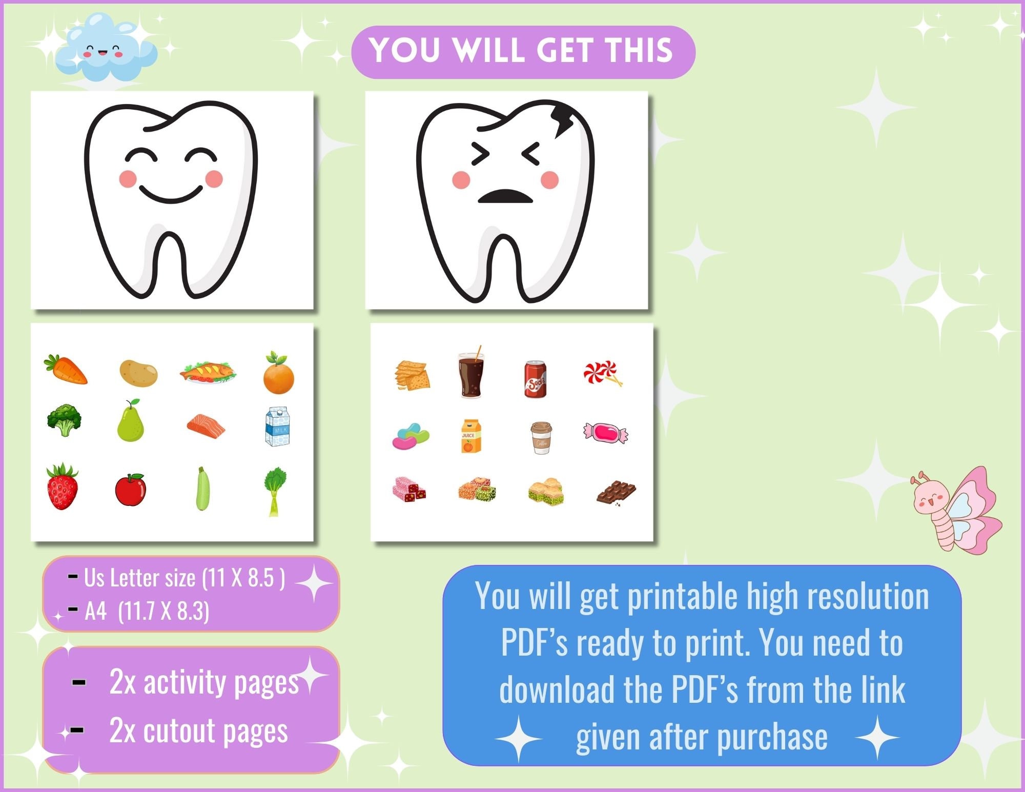 Dental Health Game, Tooth Activity for Preschool and Toddlers ...