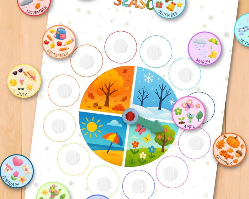 Seasons and Months Wheel Activity, Sheet Perpetual Calendar, Season ...