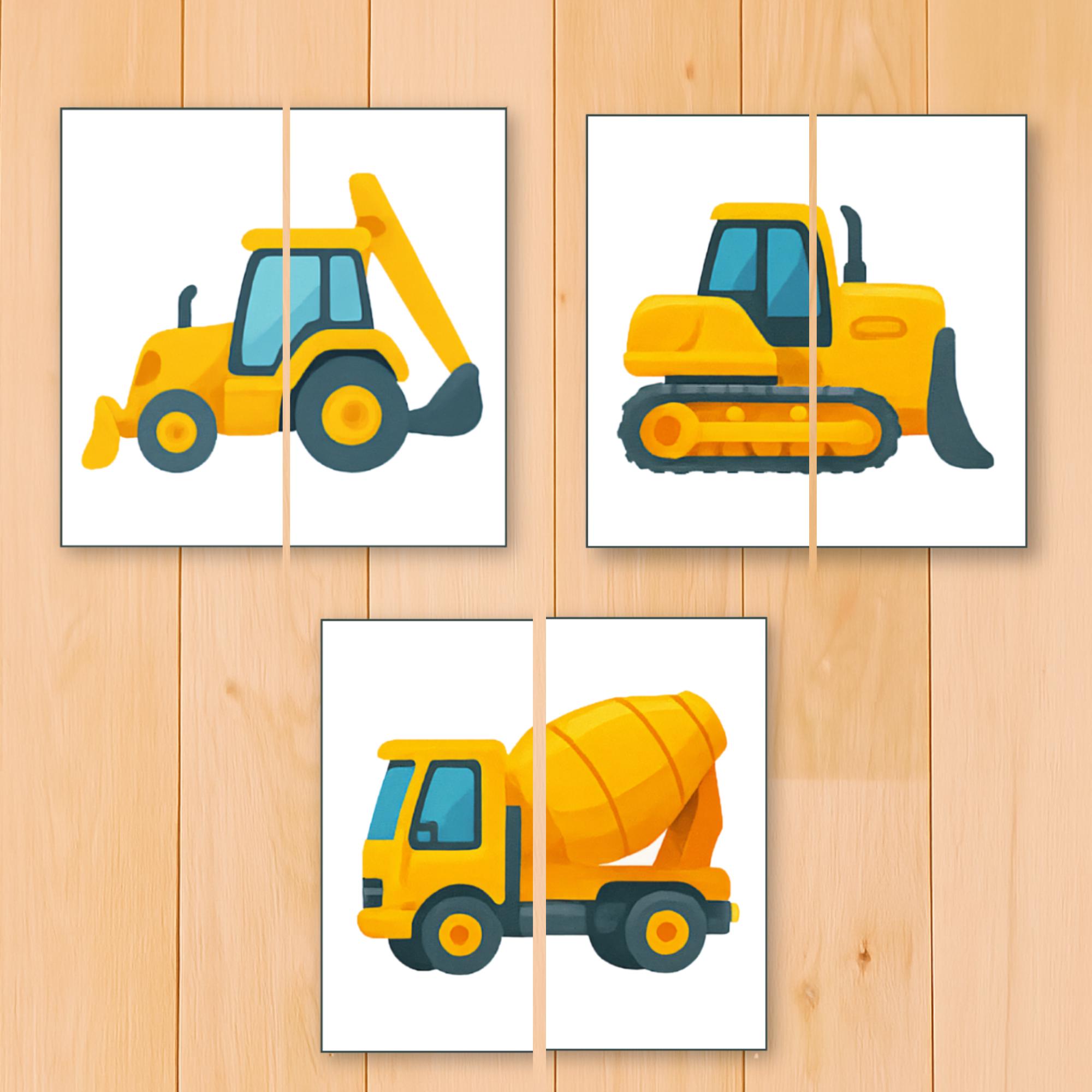 Vehicle Matching Puzzle, Printable Montessori, Truck Activity, Learn ...