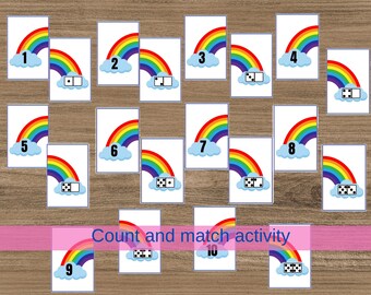 Number Matching Game, Numbers Cardds 1 to 10, Printable Learning ...
