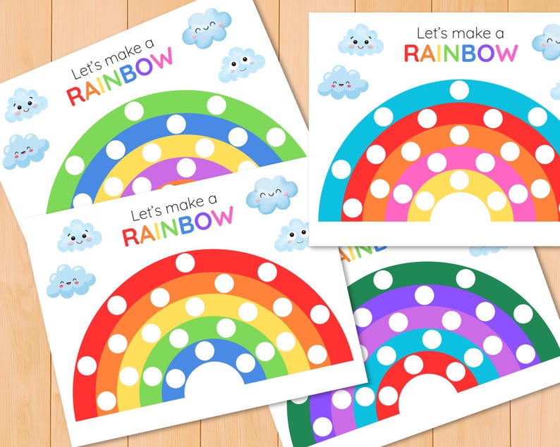 Rainbow Pom Pom Activity Mat, Color Sorting Game, Fine Motor Skills ...