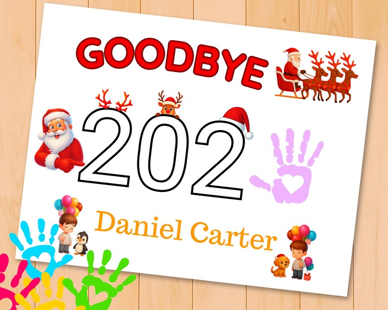 Editable Name and Handprint Keepsake Goodbye 2025, New Year Activities ...