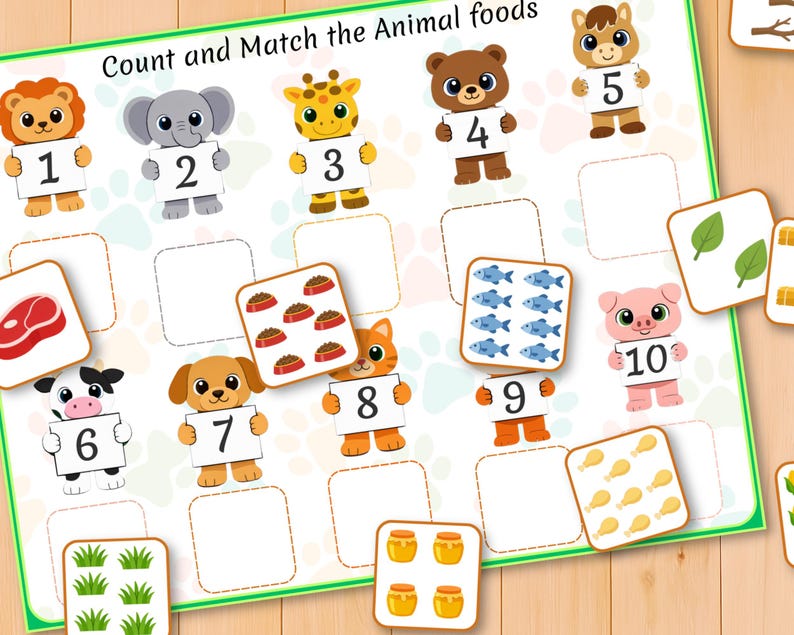 Counting Activity 1 10, Animal Number Matching Game, Preschool Learning ...