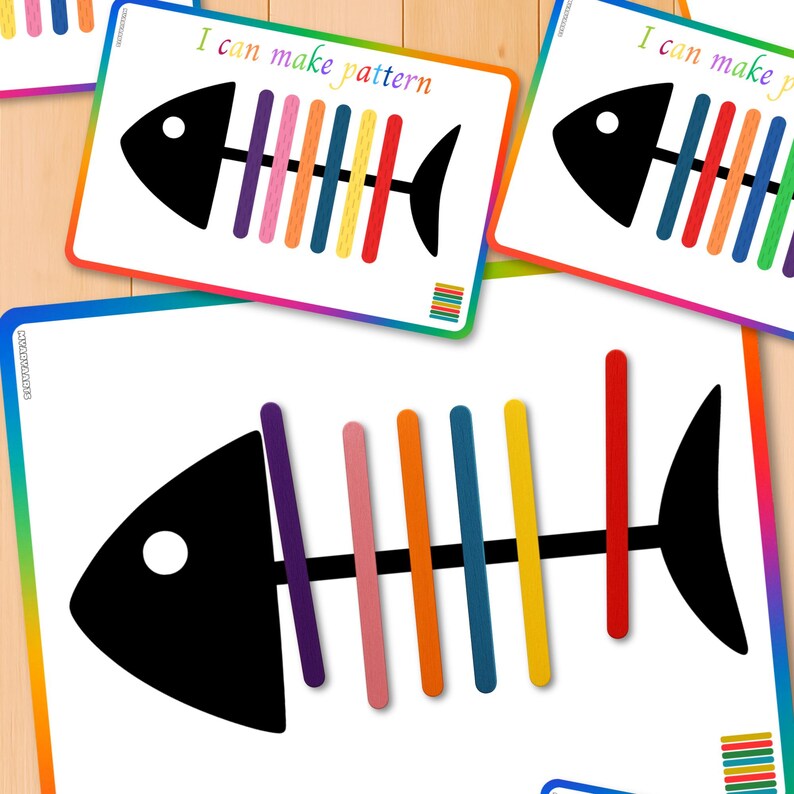 Popsicle Stick Color Sorting Cards, Fine Motor Skills, Preschool ...