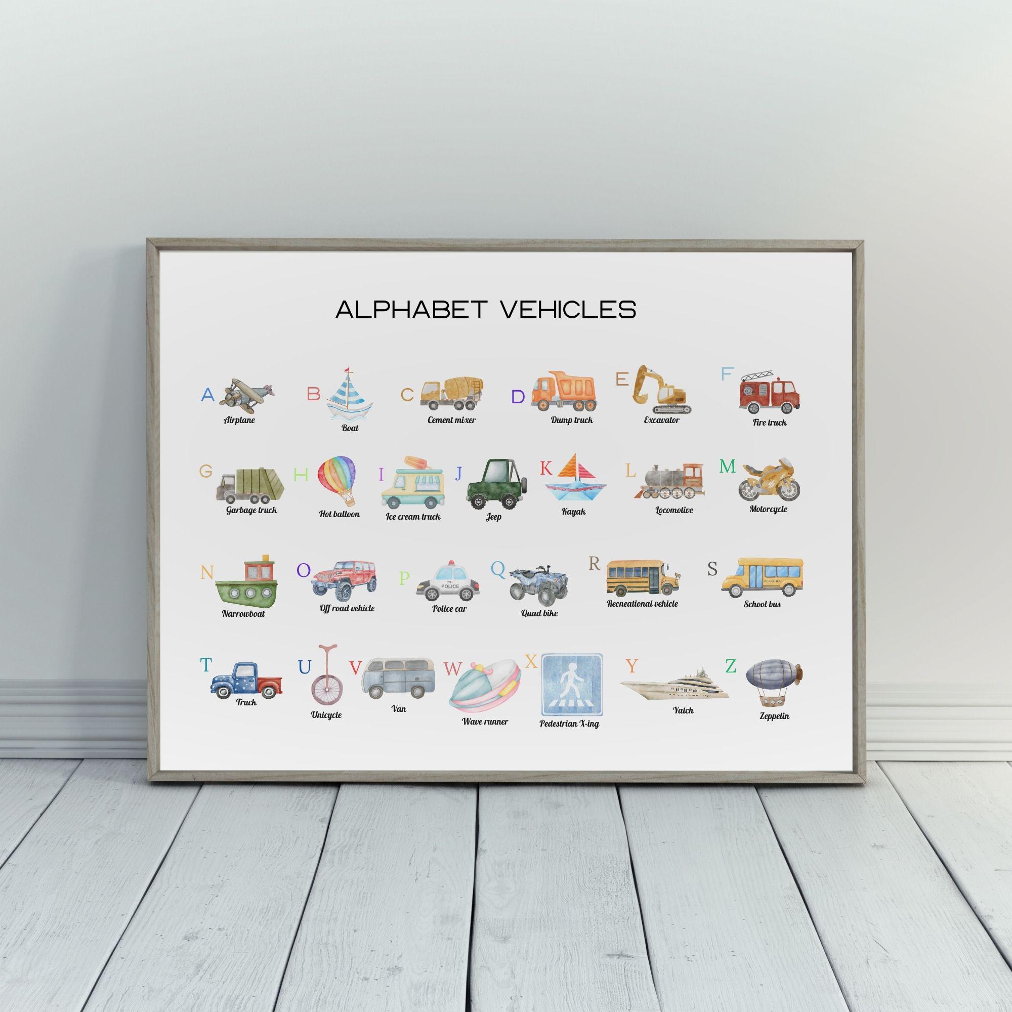 Transportation Alphabet Poster, Printable Vehicle ABC Print ...