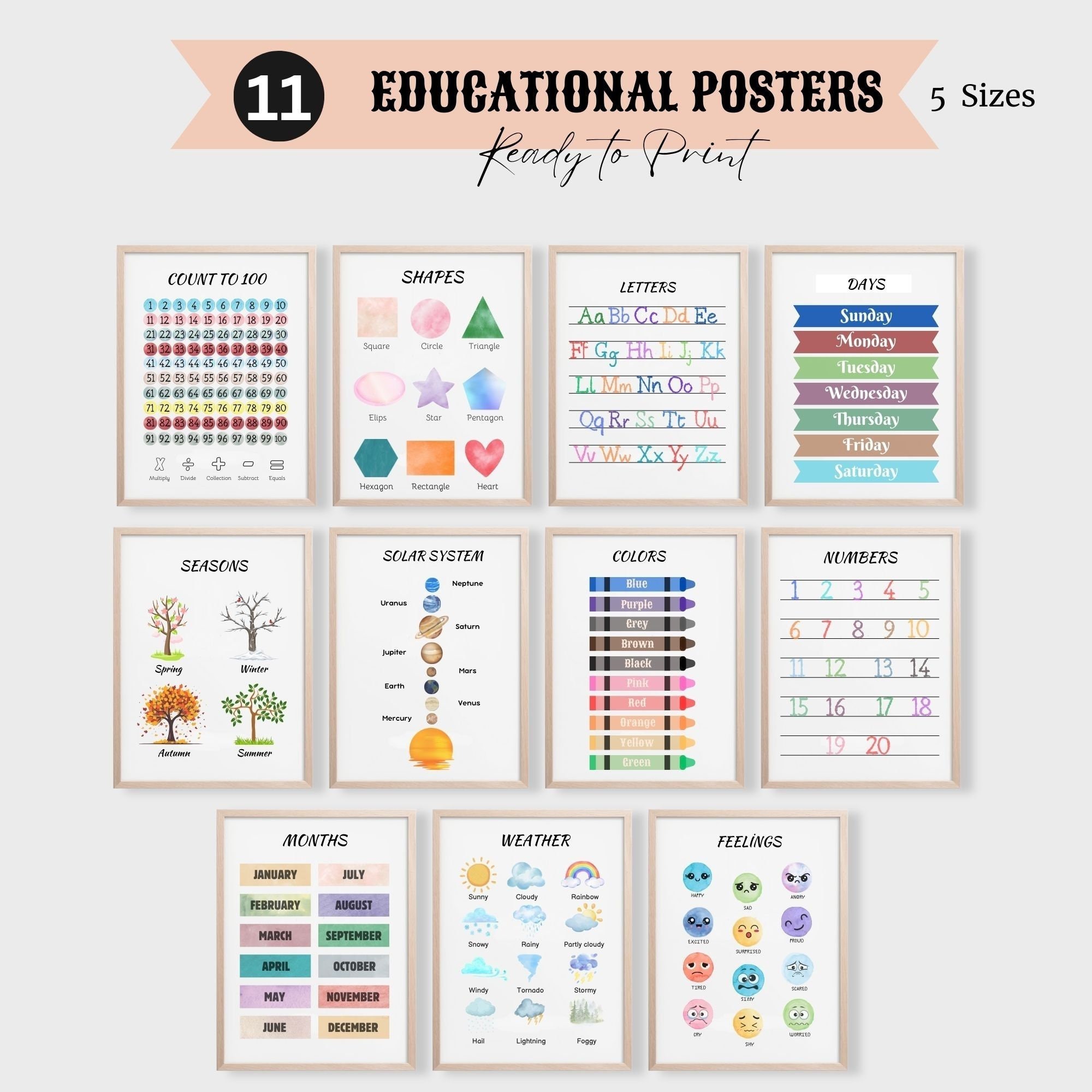 11 Education Posters, Home Printable Education Learning Posters ...