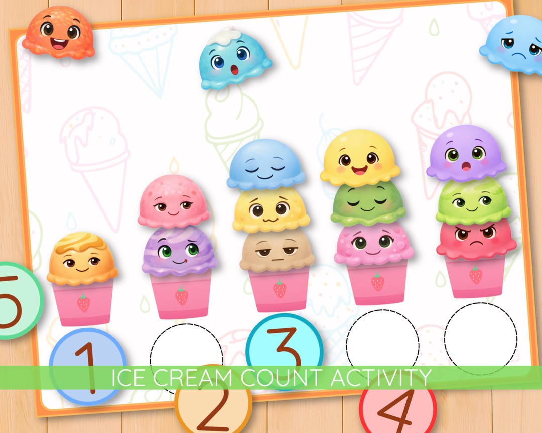 Ice Cream Count Activity 1-5 , Number Sorting, Preschool Math, Fine ...