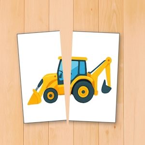 Vehicle Matching Puzzle, Printable Montessori, Truck Activity, Learn ...