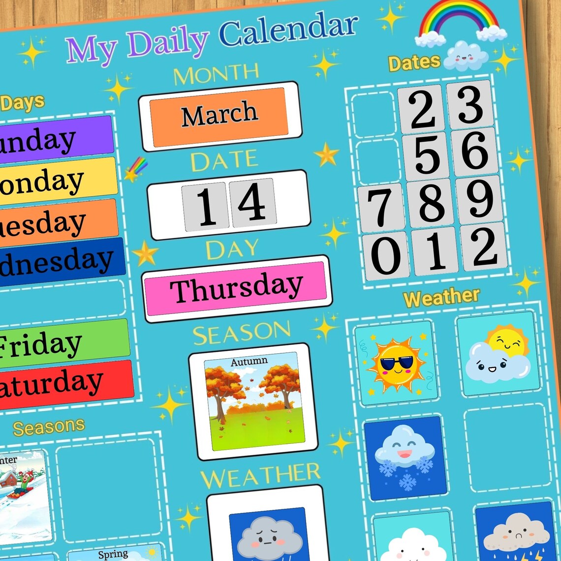 Kids Calendar Printable Classroom Calendar Board, Preschool Curriculum ...