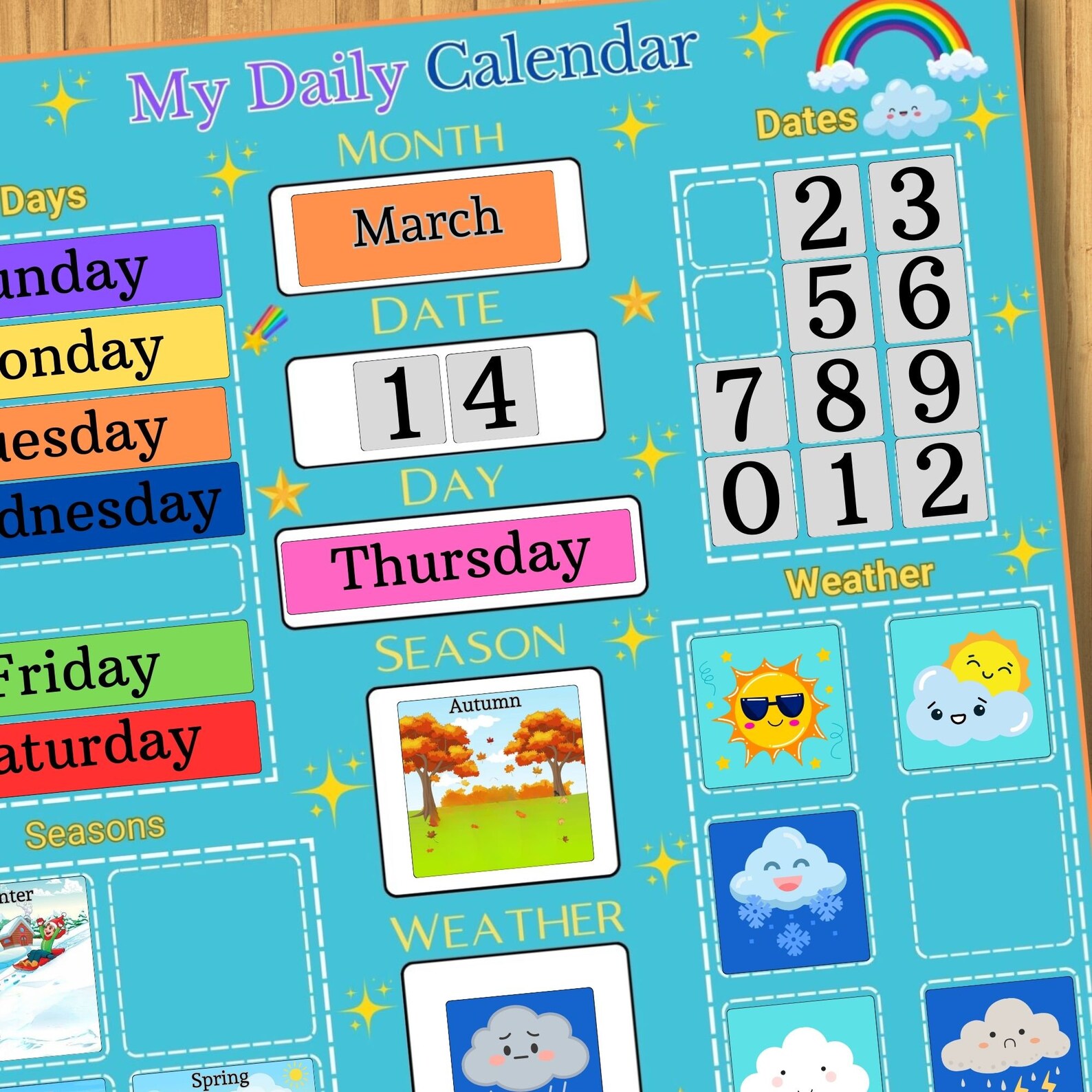 Kids Calendar Printable Classroom Calendar Board, Preschool Curriculum ...