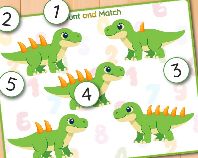 Dinosaur Count and Match Activity, Numbers 1 10 Game, Preschool Math ...