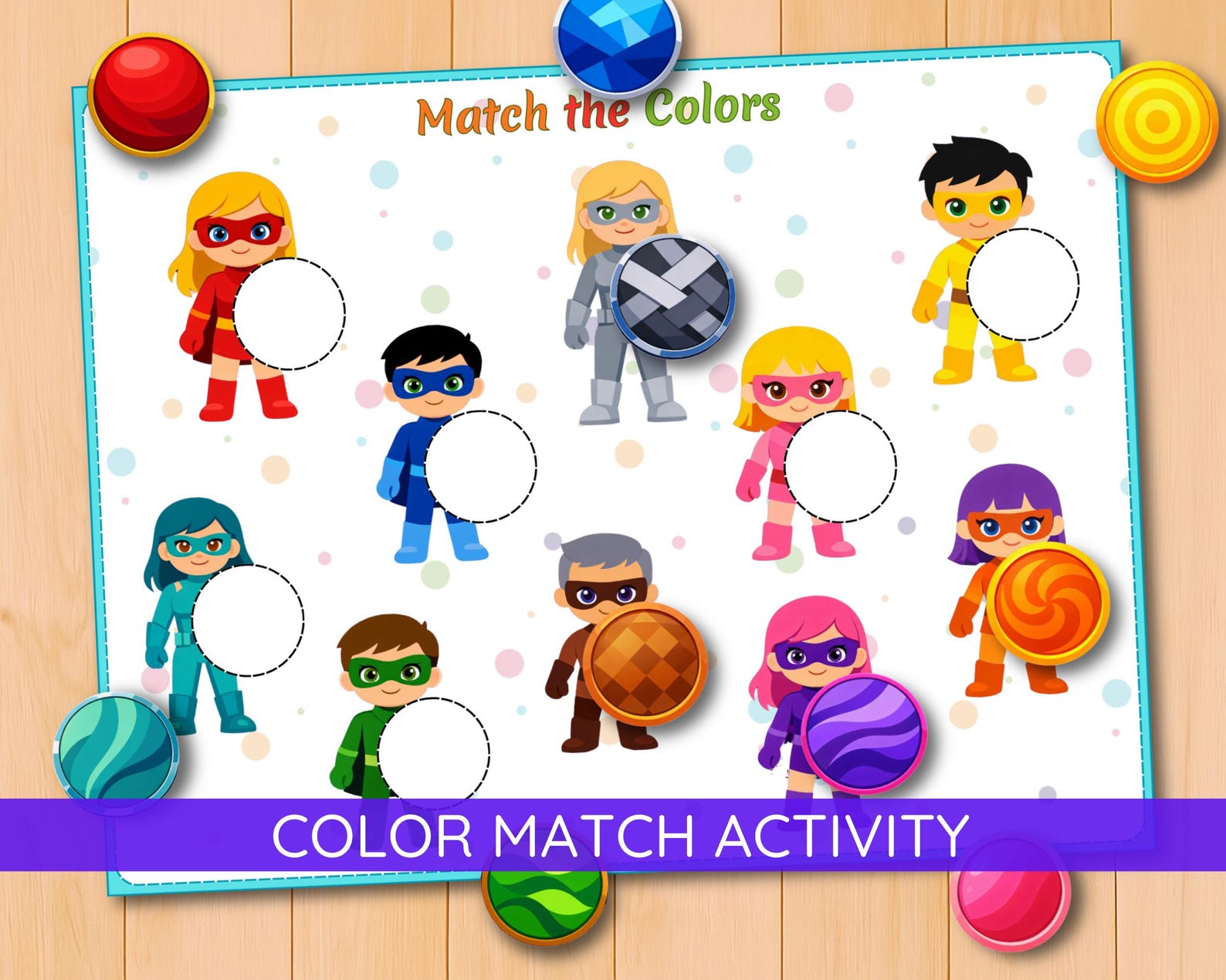 Superhero Color Matching Activity, Colors Game, Preschool Curriculum ...