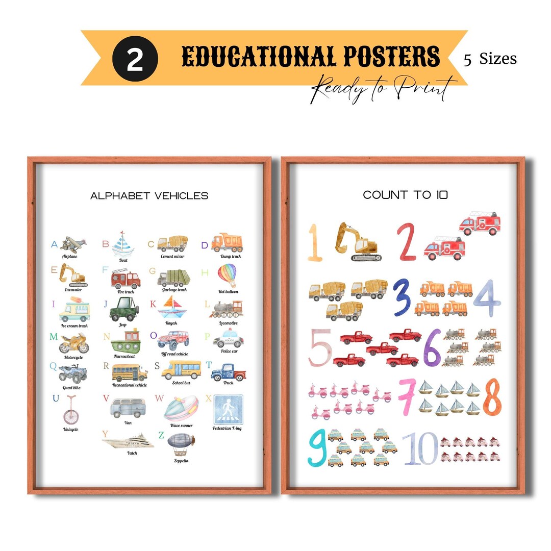 Transportation Alphabet Poster, Printable Vehicle ABC Print ...