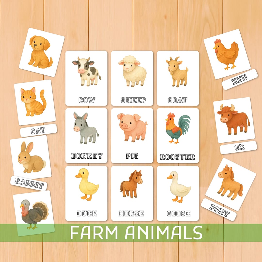 Farm Animal Flashcards – 16 Printable Vocabulary Cards for Toddlers ...