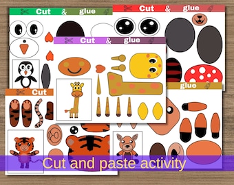 Animal Craft- Cut & Paste Activity - Etsy